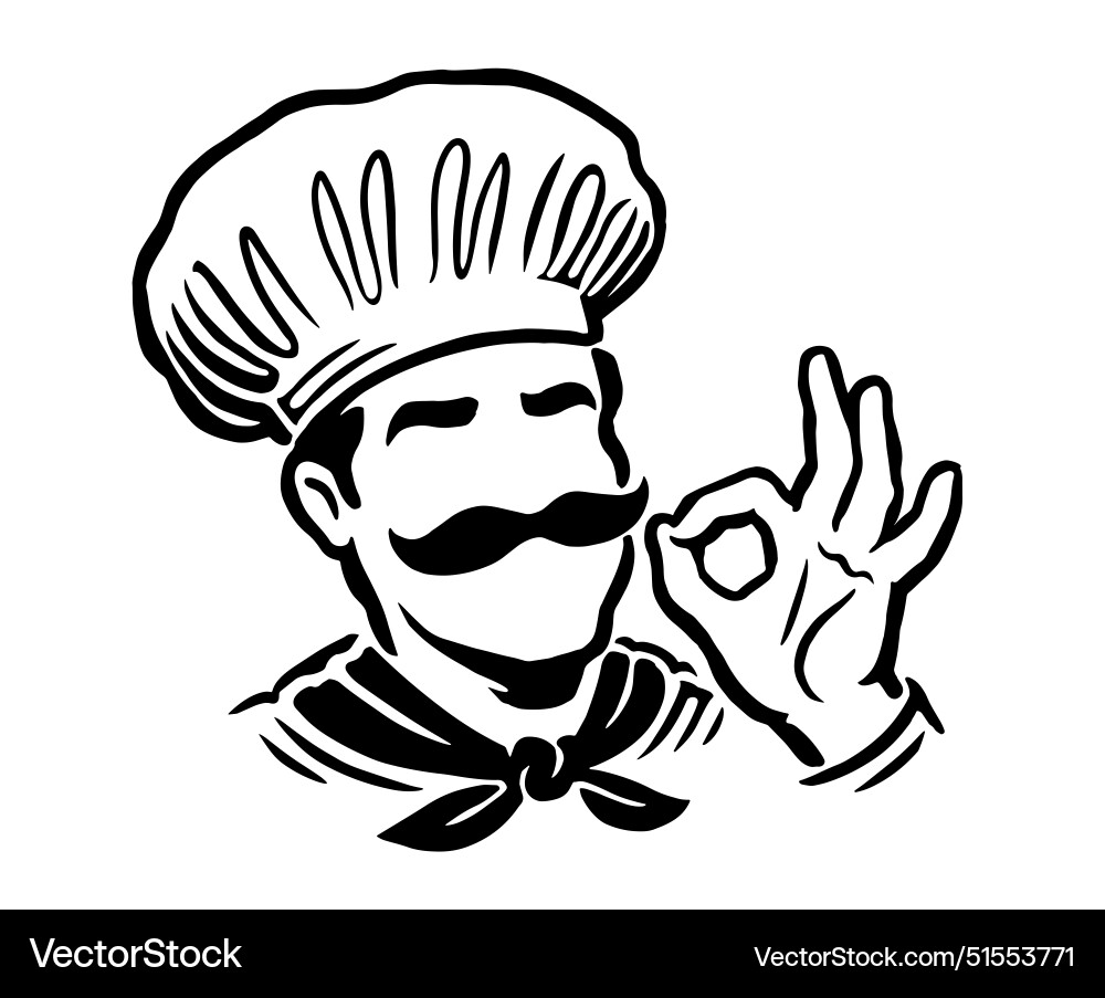 Chef in hat emblem male cook logo label Royalty Free Vector