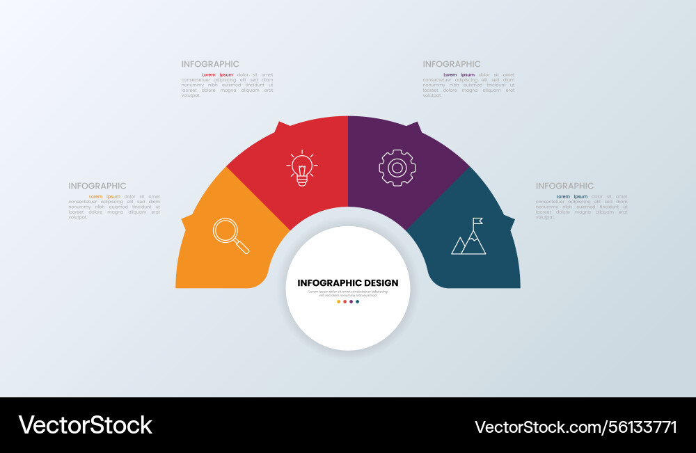 Circle chart infographic template with 4 options Vector Image