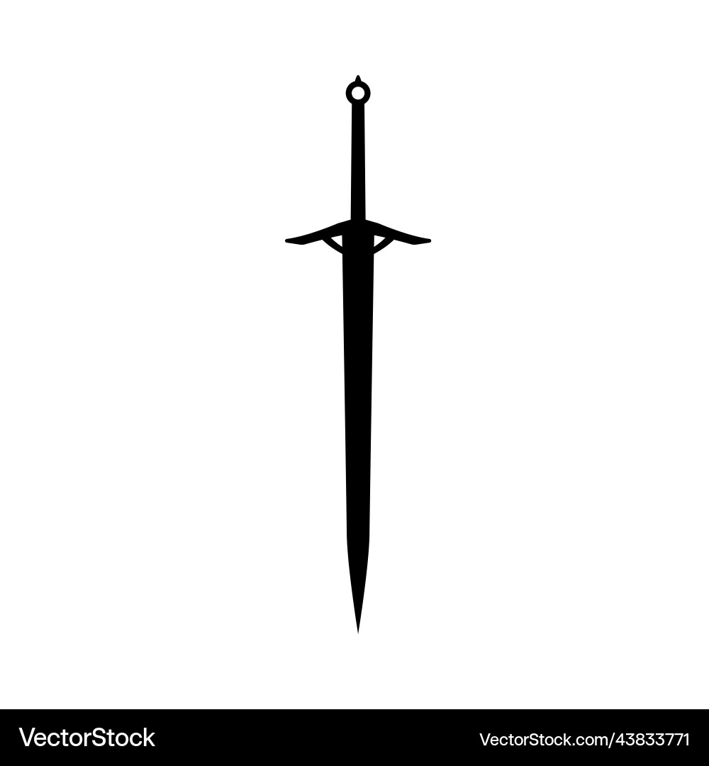 Dark knight sword blade black silhouette Vector Image