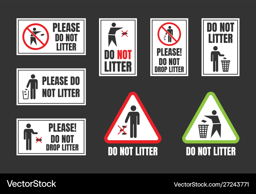 Do not litter signs set keep clean icons Vector Image