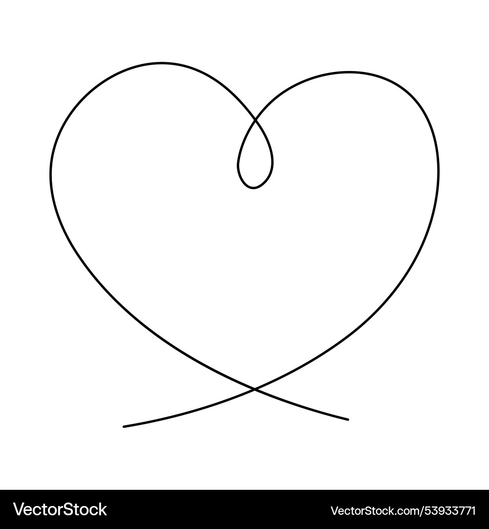 Heart continuous one line art drawing Royalty Free Vector