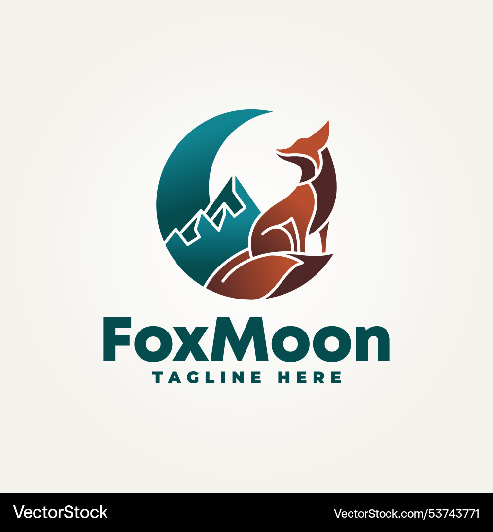 Minimalist fox and mountain flat icon logo design Vector Image