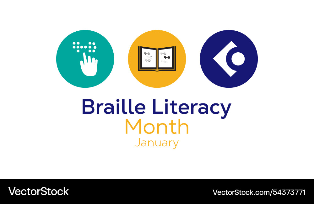 National braille literacy month Royalty Free Vector Image