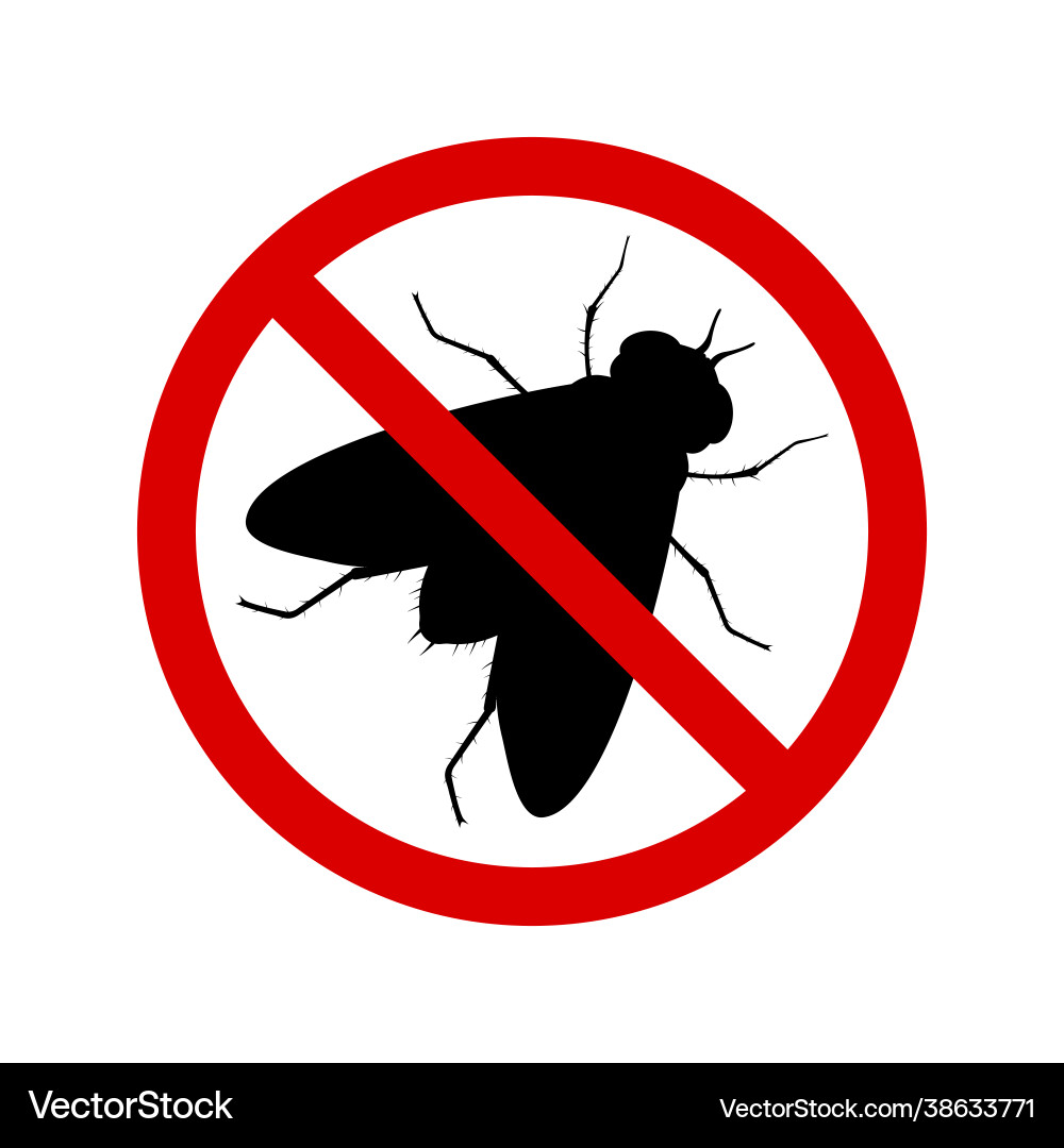 No fly with ban sign anti pest control Royalty Free Vector