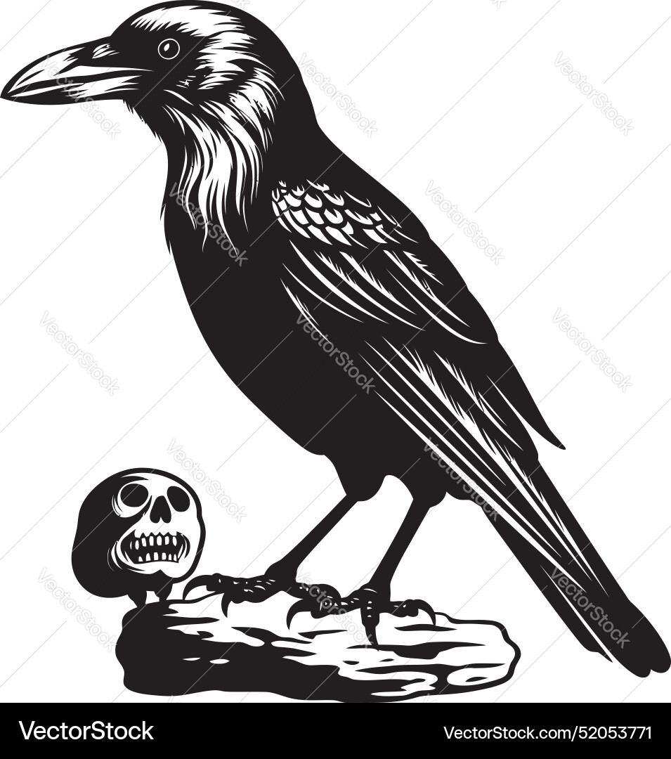 Ravens perch logo symbol enigmatic lair Royalty Free Vector