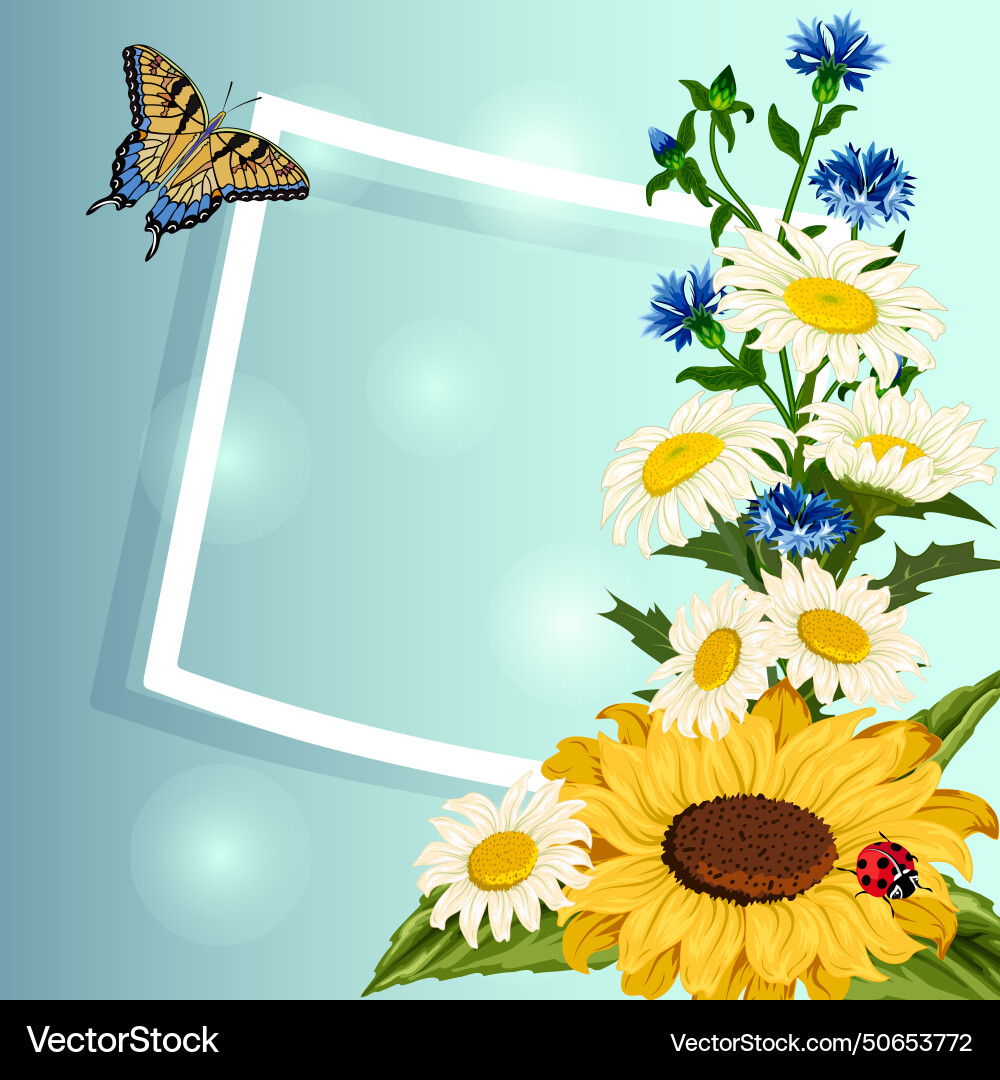 Abstract background with flowers and frame Vector Image