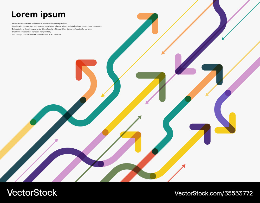 Arrow way diagonal direction colorful overlapping Vector Image