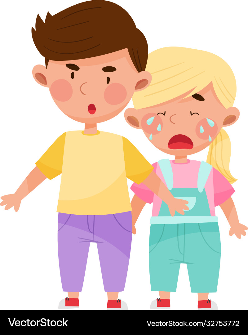Boy Shielding Girl from Bully Royalty Free Vector Image