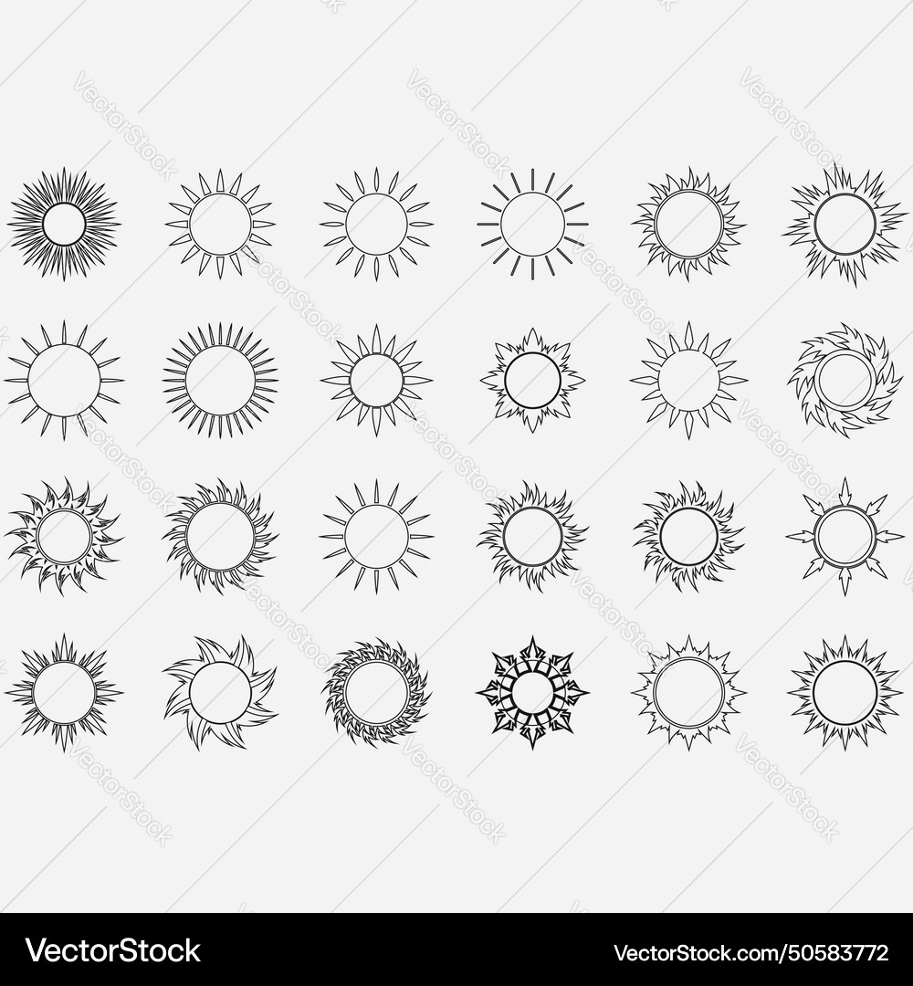 Collection of sun logos Royalty Free Vector Image