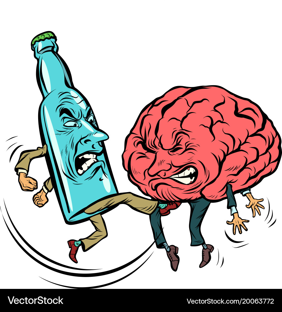 Drunk Brain Fight Vodka Royalty Free Vector Image