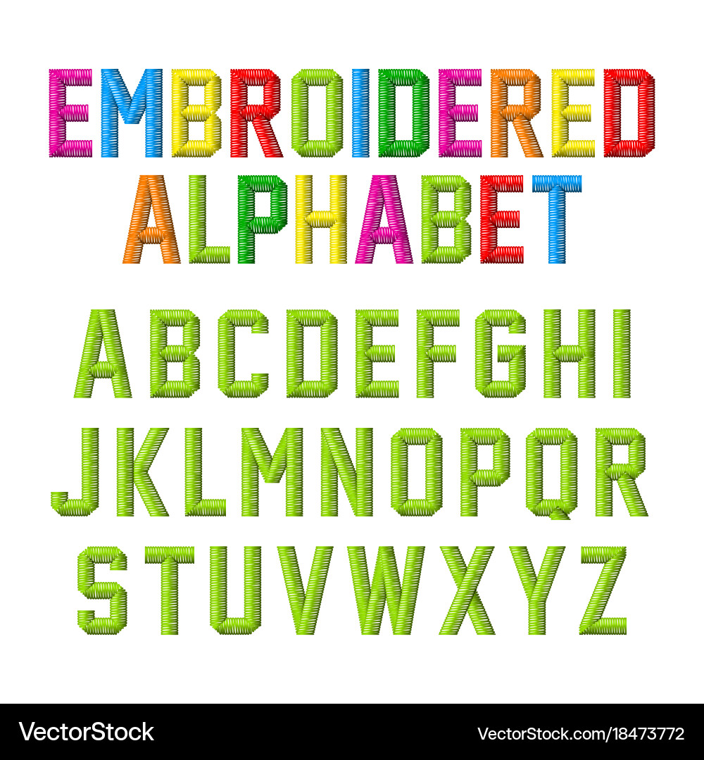 Embroidered font Royalty Free Vector Image - VectorStock