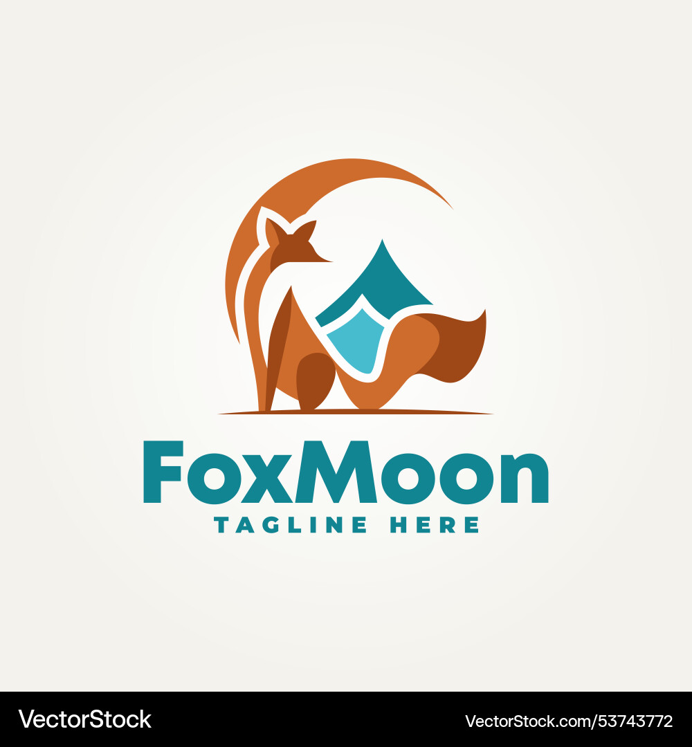 Fox & Crescent Moon Logo Royalty Free Vector Image