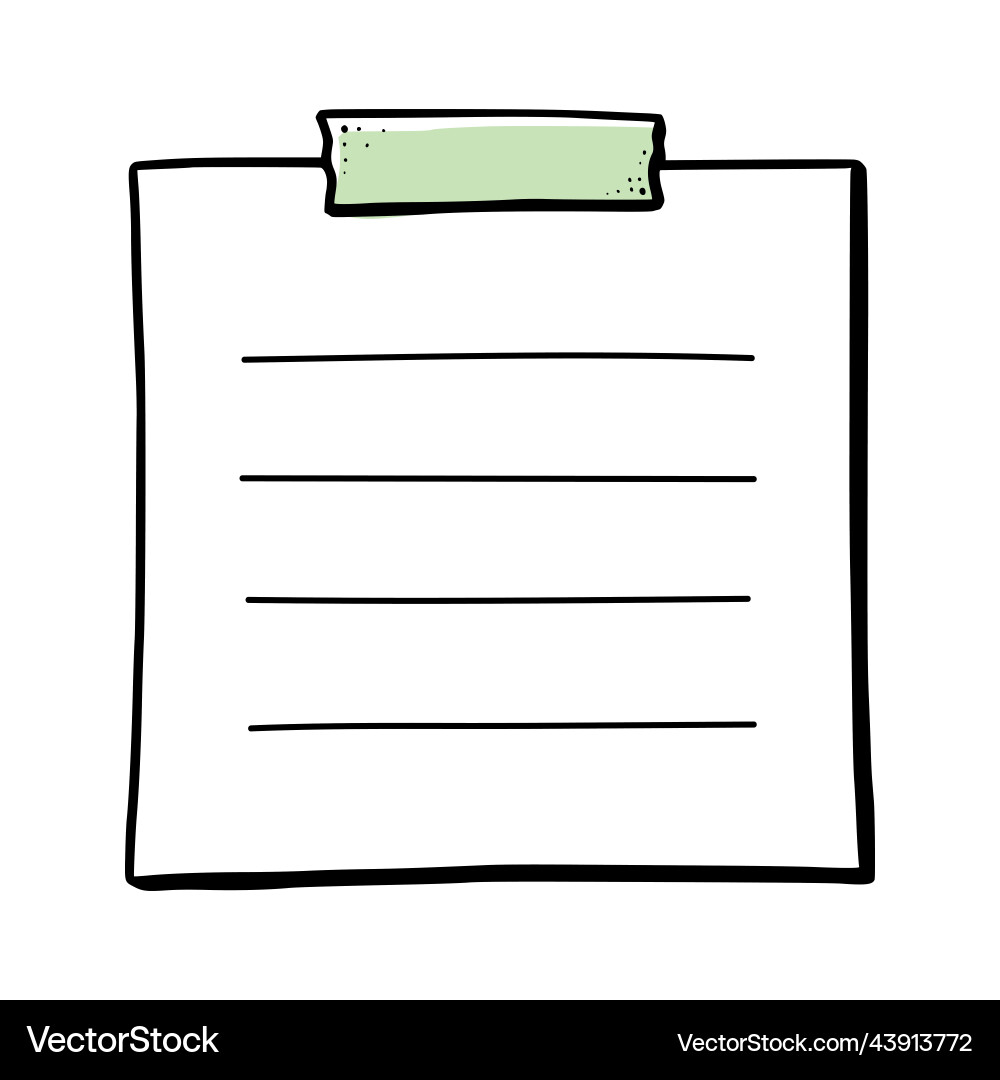 Hand drawn paper memo sticky doodle Royalty Free Vector
