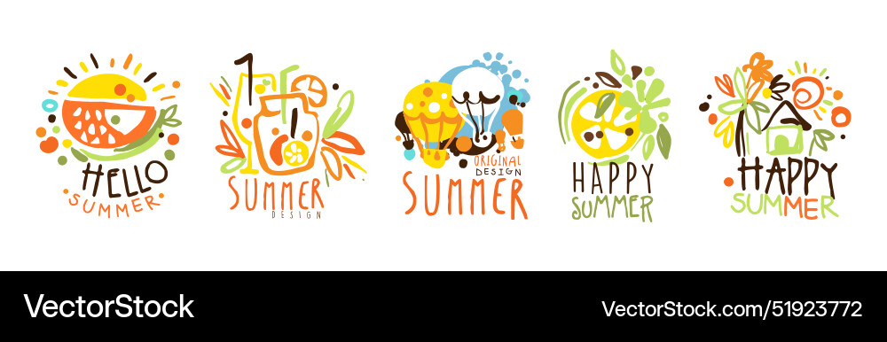 Happy summer label and original design bright logo