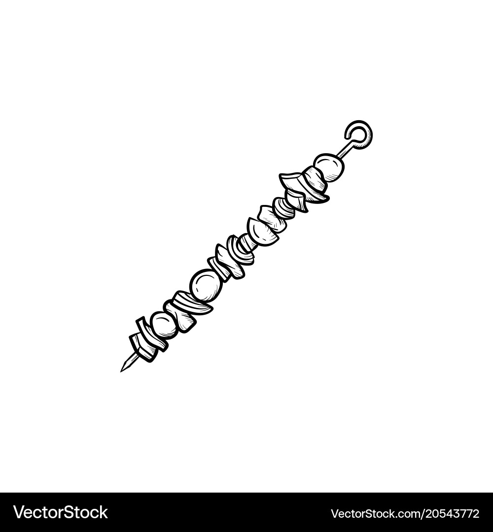 Shish kebab hand drawn sketch icon Royalty Free Vector Image