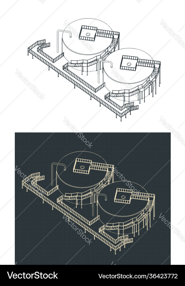 Storage tank drawings Royalty Free Vector Image