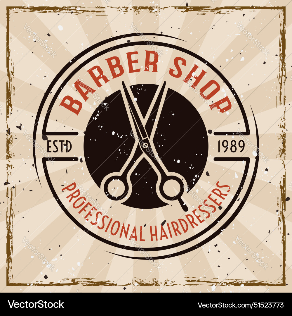 Barber shop emblem label badge or print Royalty Free Vector