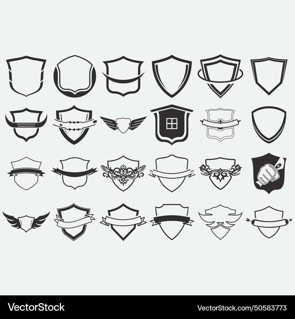Collection of shield logos Royalty Free Vector Image