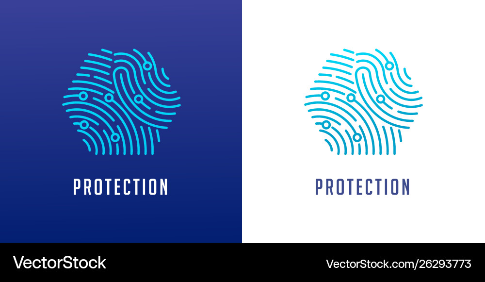 Fingerprint scan logo privacy cyber security Vector Image