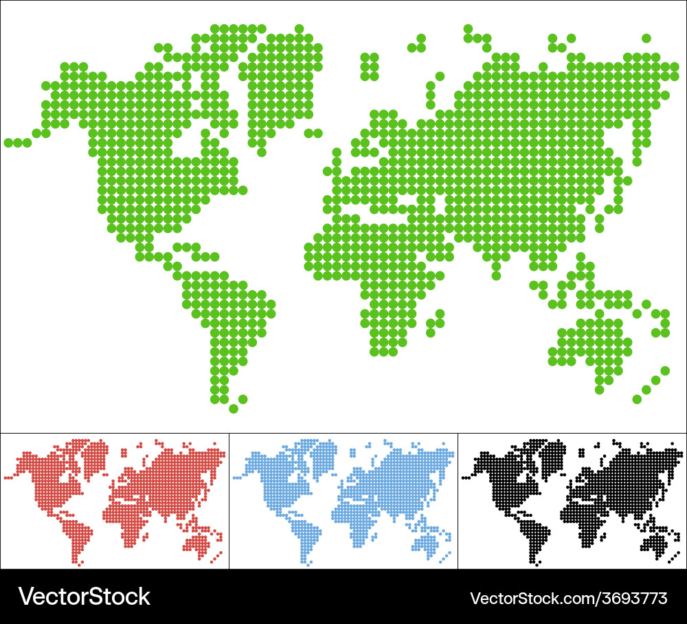 Set of dot world map Royalty Free Vector Image