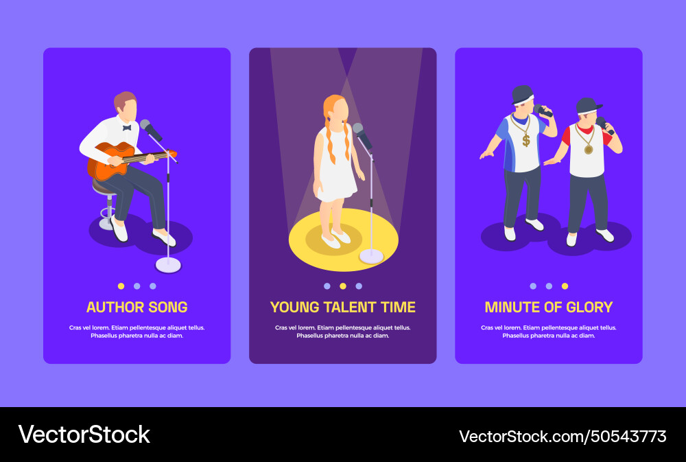 Talent show isometric banners Royalty Free Vector Image