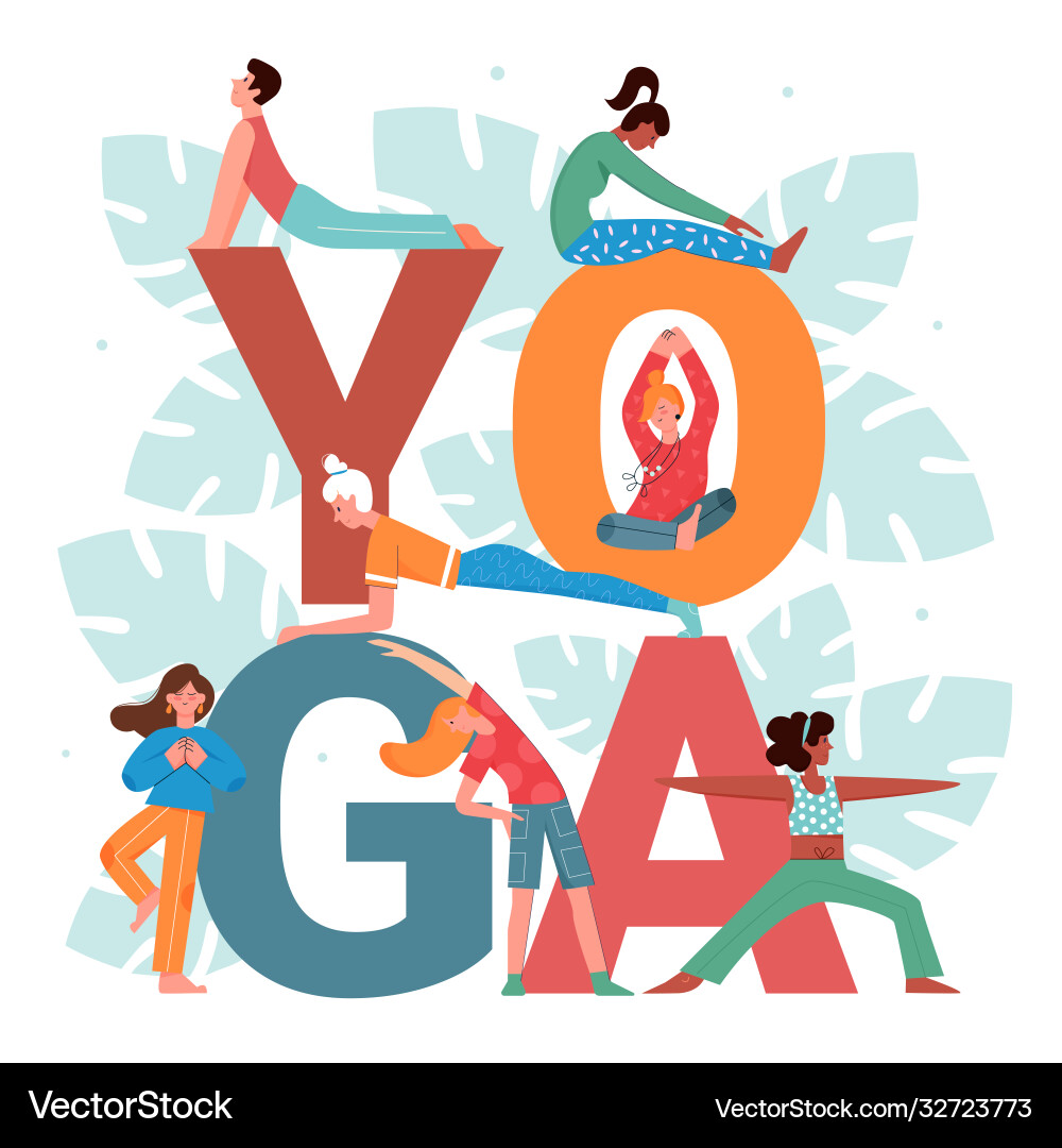 Yoga activity set cartoon Royalty Free Vector Image