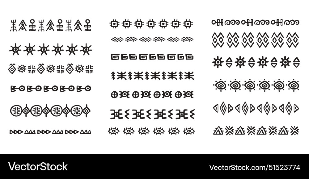 Abstract african tribal borders geometric strokes Vector Image