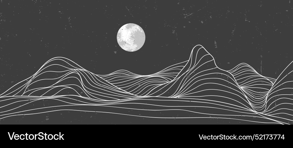 Abstract mountain line art Royalty Free Vector Image