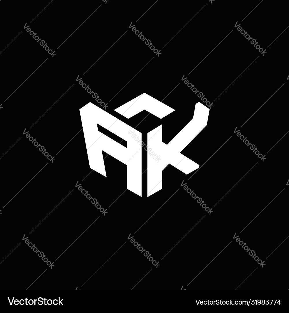 Ak logo monogram with emblem style ribbon design Vector Image