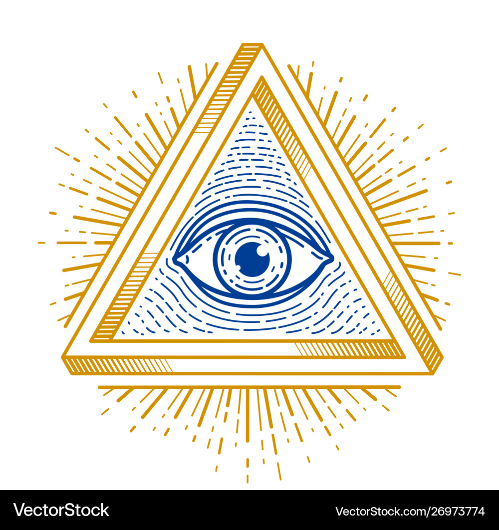 All seeing eye god in sacred geometry triangle Vector Image