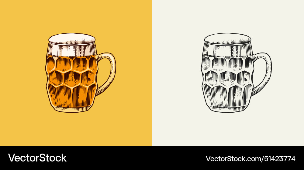 Beer classical alcohol glass mug with drink Vector Image