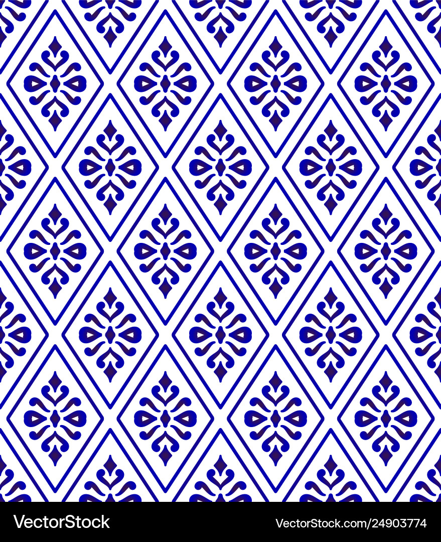 Blue and white thai pattern Royalty Free Vector Image