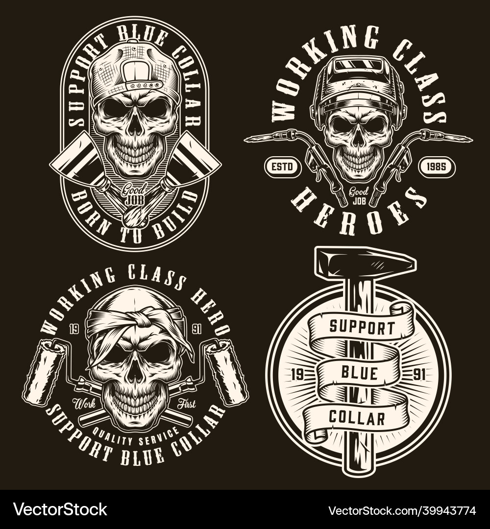 Blue Collar Work Logos Royalty Free Vector Image