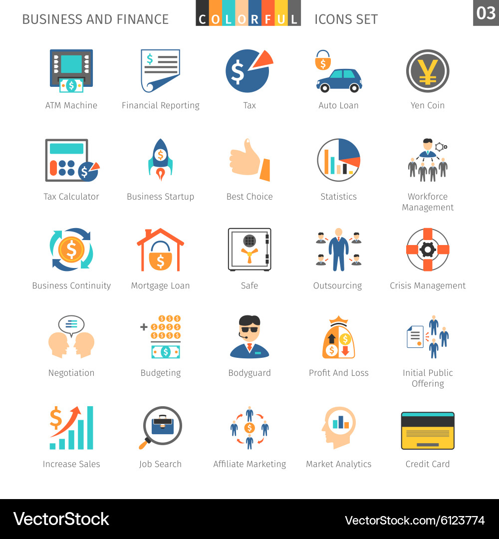 Business Finance Icons Set Royalty Free Vector Image