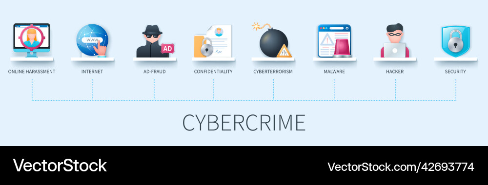 Cybercrime infographics in 3d style Royalty Free Vector