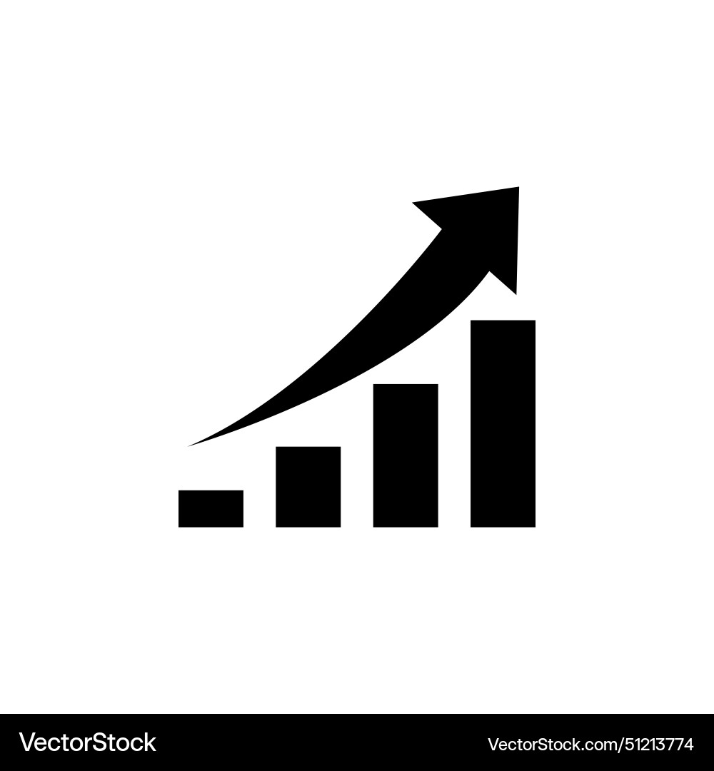 Increase profit graph growing arrow flat icon Vector Image