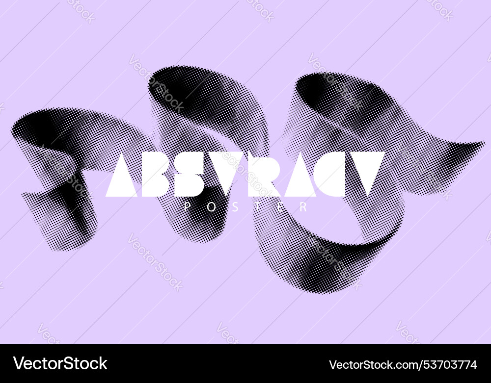 Monochrome ribbon with halftone effect abstract Vector Image
