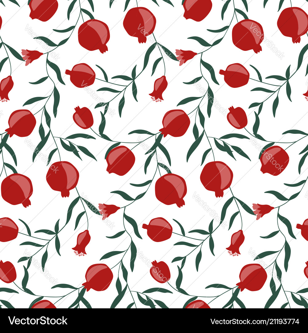 Pomegranate Seamless Pattern Royalty Free Vector Image