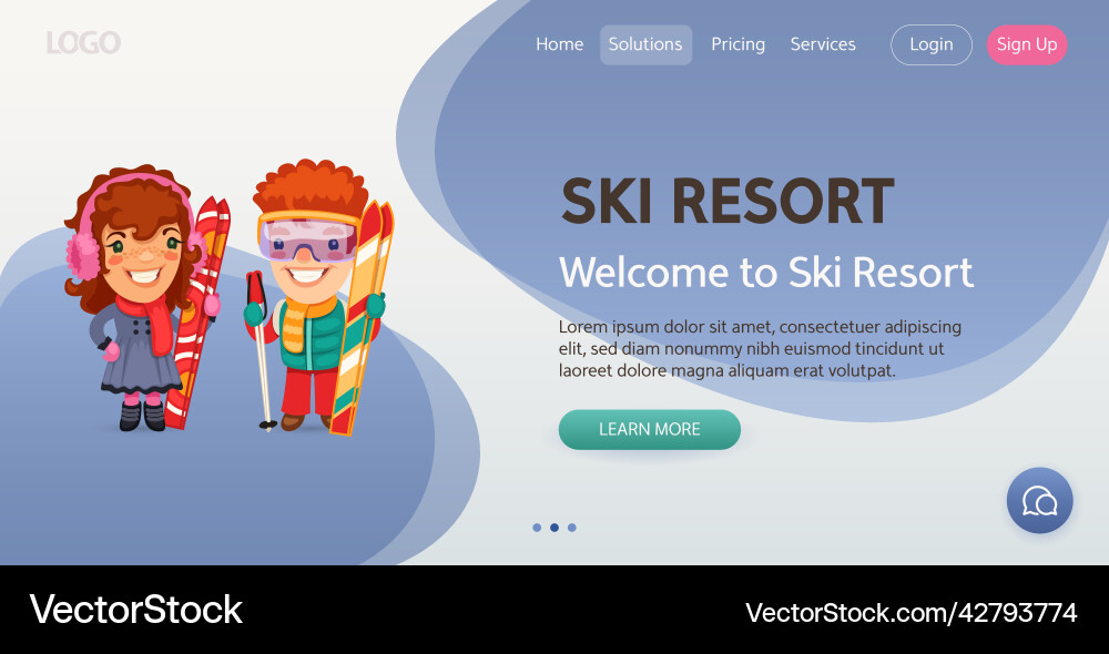 Ski resort website template Royalty Free Vector Image