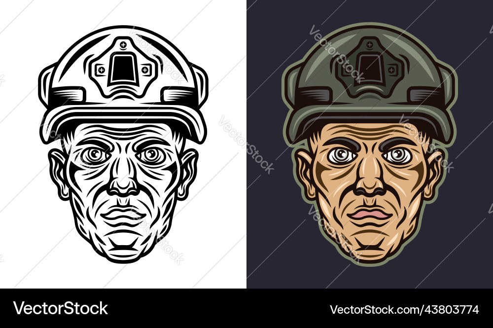 Soldier head infantryman Royalty Free Vector Image