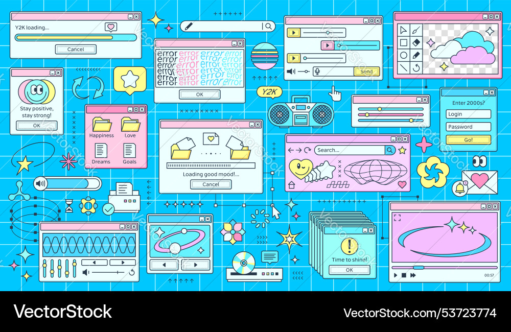 Y2K Computer Screen - Retro Aesthetic Royalty Free Vector
