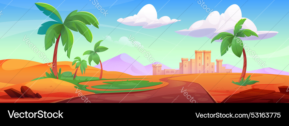 Cartoon arabian desert landscape Royalty Free Vector Image