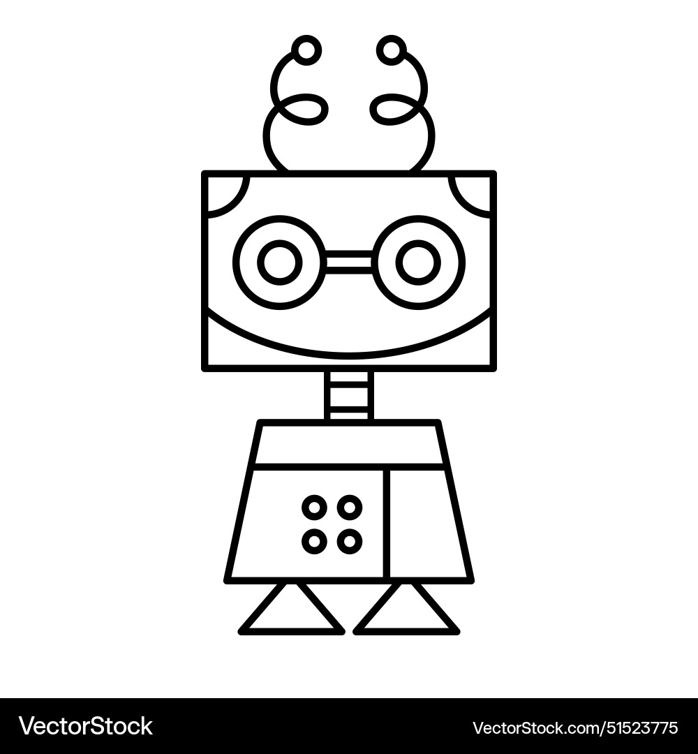 Cute funny robot character outline doodle icon Vector Image