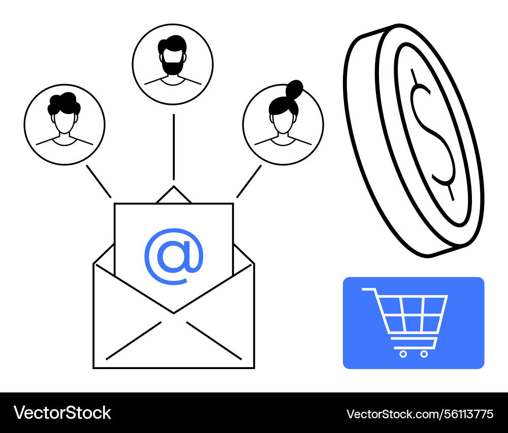 Email marketing concept with user profiles Vector Image