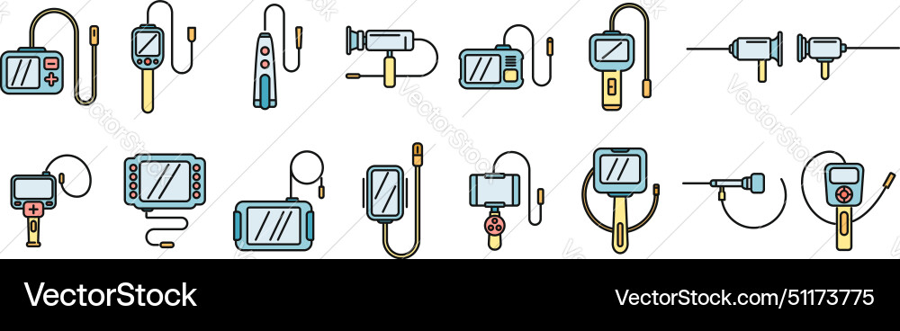 Endoscope icons set color line Royalty Free Vector Image Endoscope icons set color line Royalty Free Vector Image