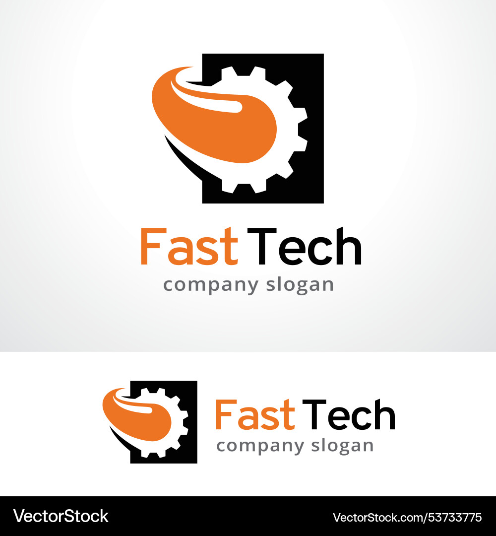 Fast tech logo template design emblem Royalty Free Vector