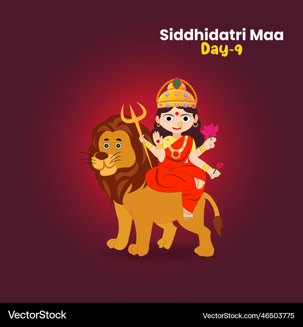 Goddess durga - ninth form- maa siddhidatri Vector Image