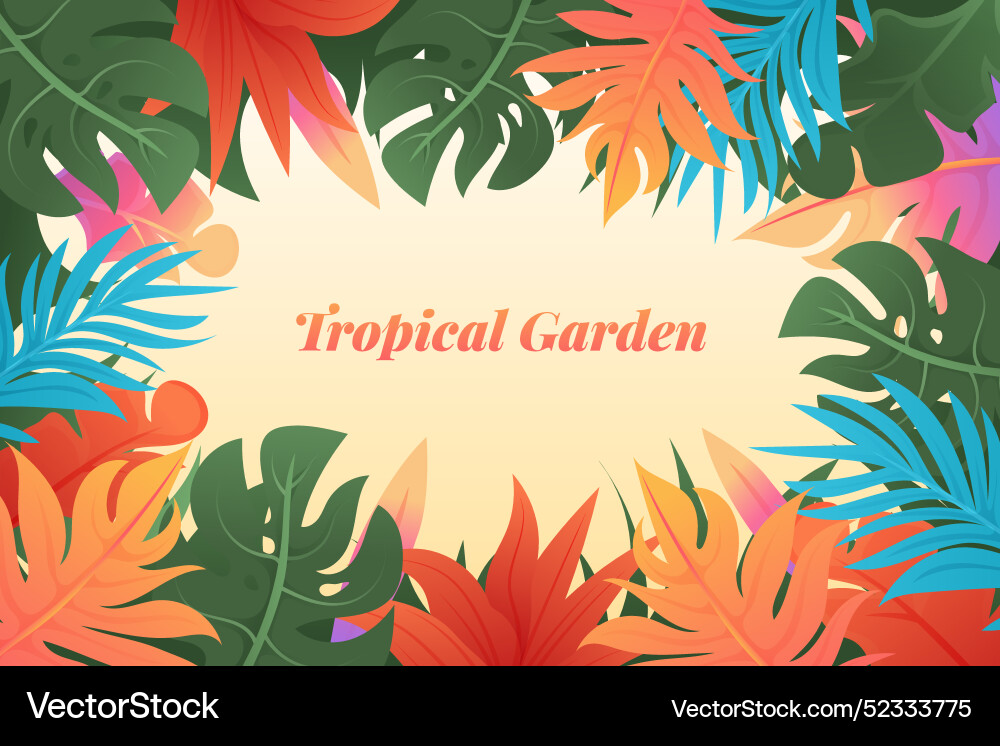 Gradient tropical leaves background Royalty Free Vector
