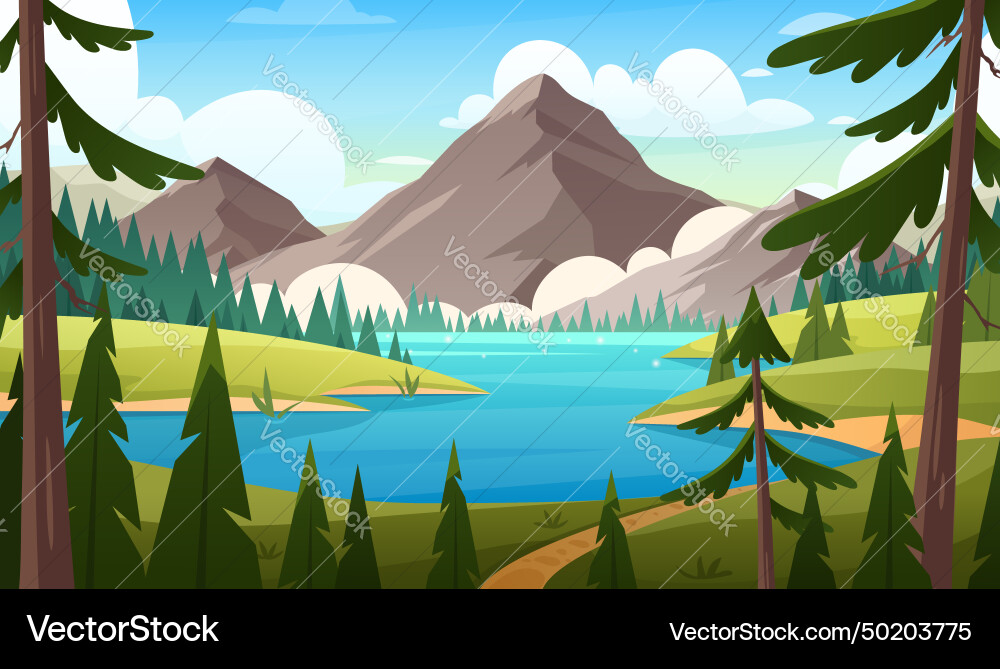 Mountain lake landscape Royalty Free Vector Image
