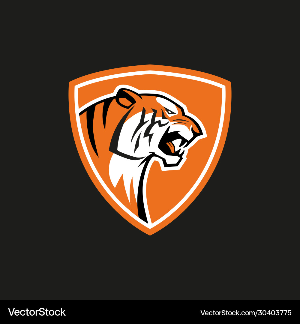 Tiger shield sport emblem logo sign Royalty Free Vector